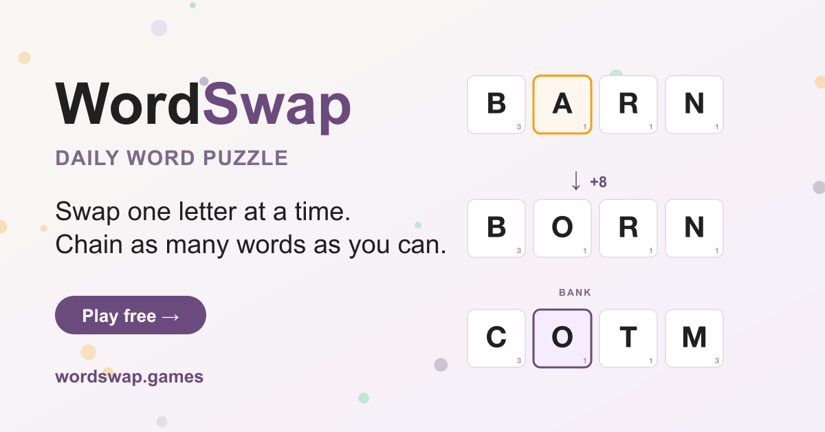 WordSwap — Swap letters, make words, don't miss